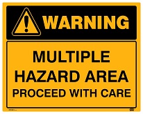 Warning - Multiple Warning Hazard Area sign