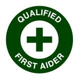 Helmet Label - QUALIFIED FIRST AIDER - HLT 02